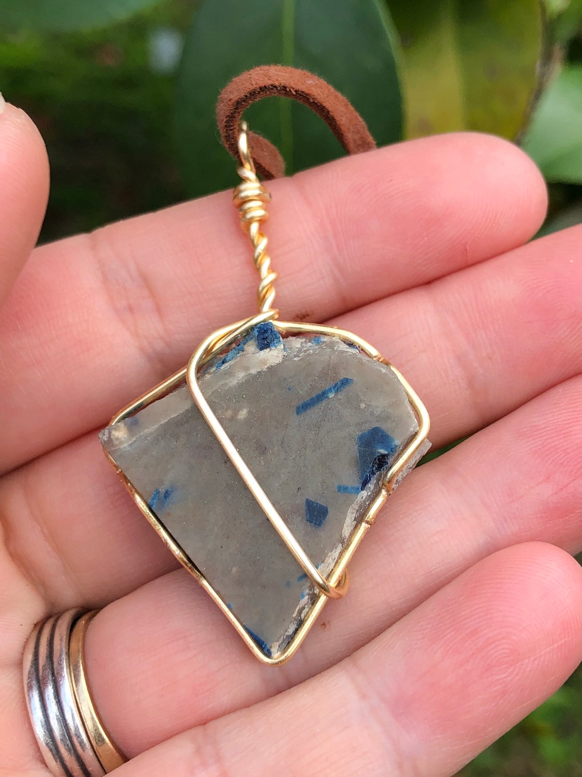 Rare Graves Mountain Georgia Lazulite Slab Copper Wire Wrapped Pendant ...