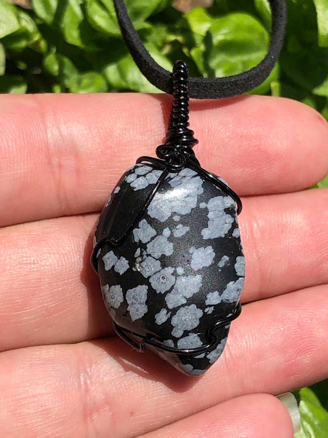 Tumbled Snowflake Obsidian Pendant (1) - Etsy