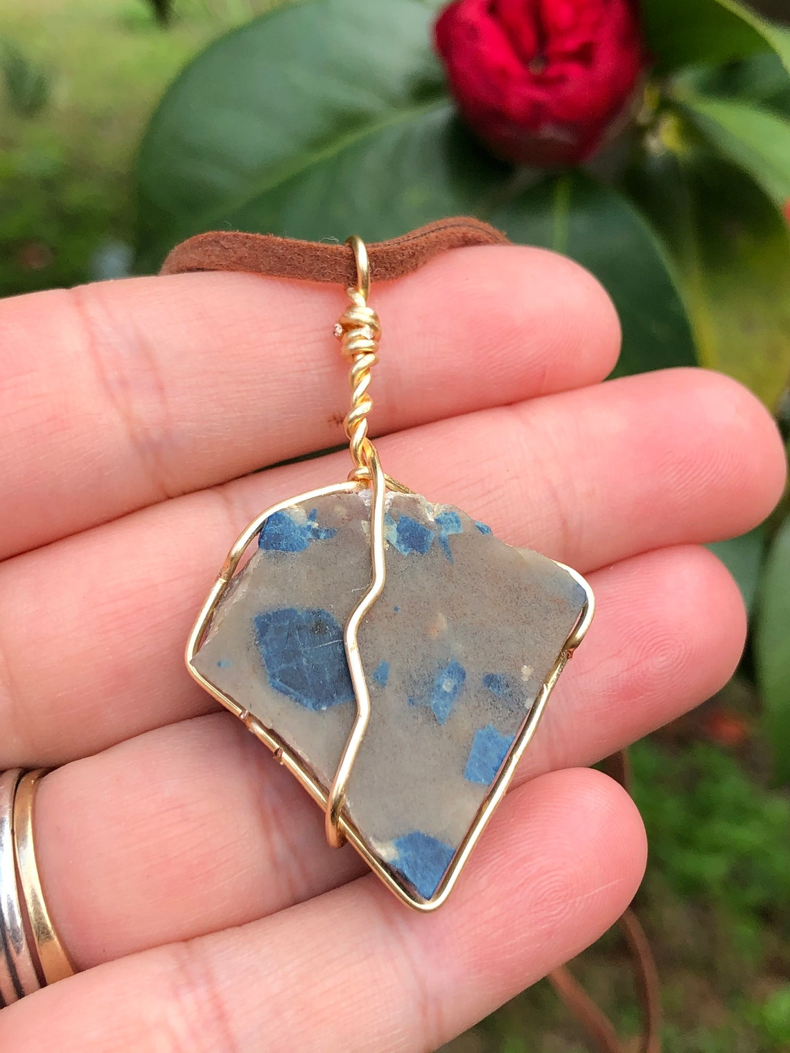 Rare Graves Mountain Georgia Lazulite Slab Copper Wire Wrapped Pendant ...