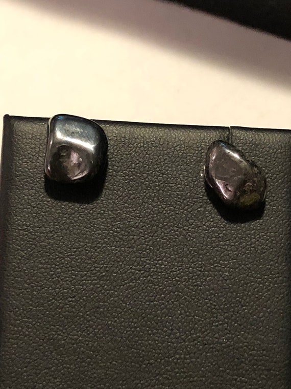 Hematite Stone Stud Earrings | Etsy