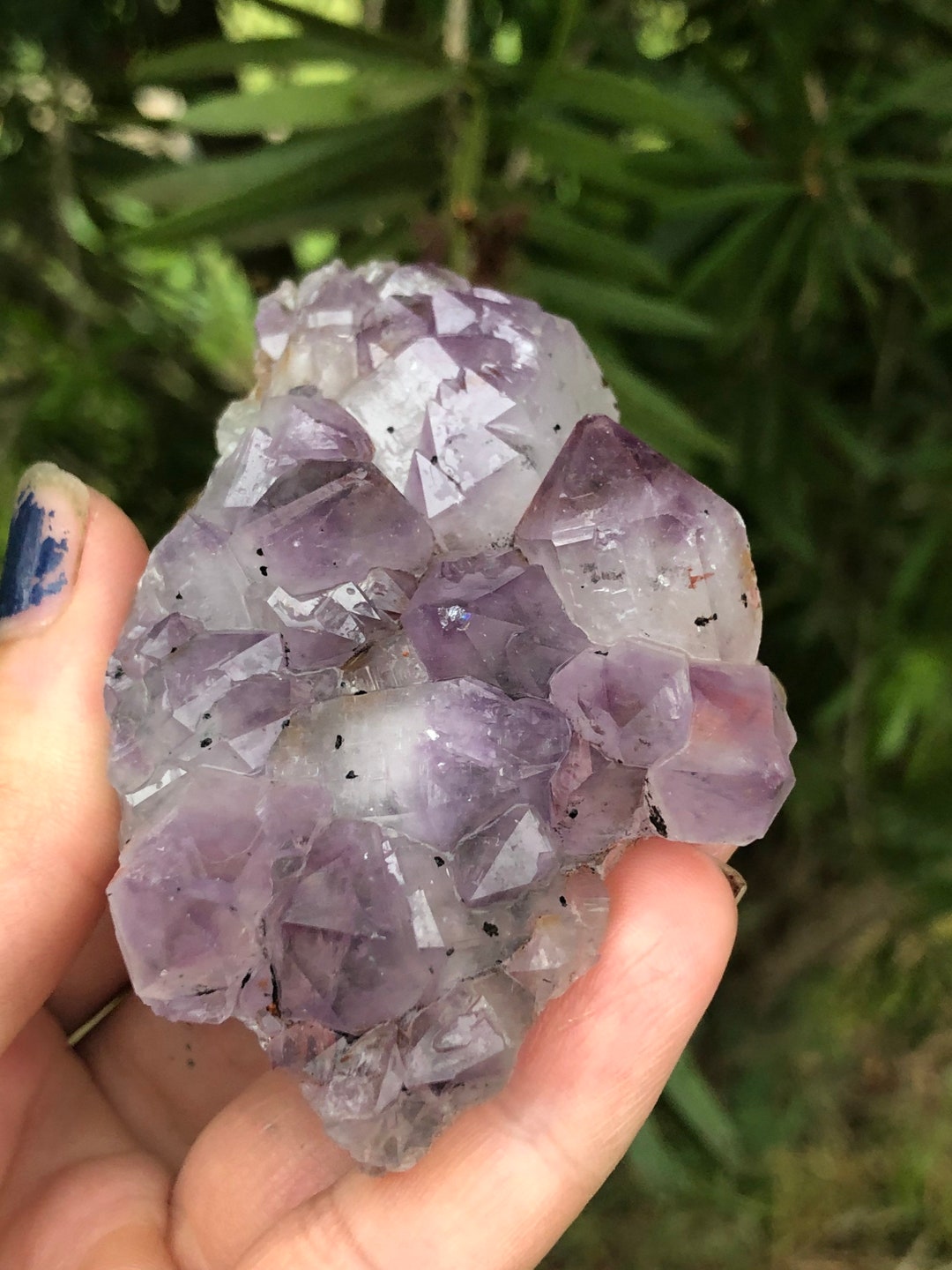 Skeletal Amethyst Crystal Cluster W Moss Agate Back - Etsy
