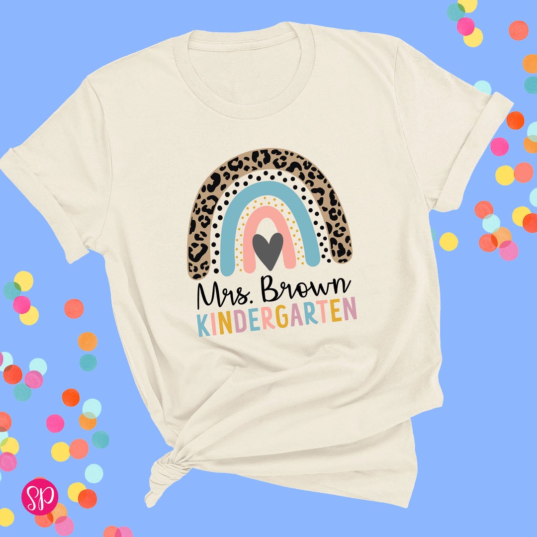 Teacher Leopard Rainbow Shirt, Custom Teacher Name T-shirt ...