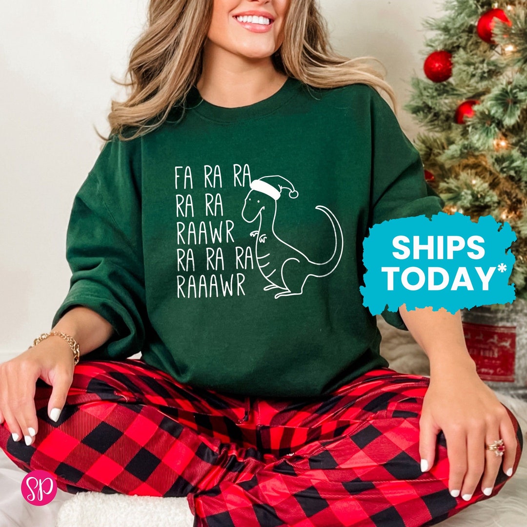 Fa Ra Ra Rawr Dinosaur Sweatshirt, Funny Christmas Carol Sweater, T Rex ...