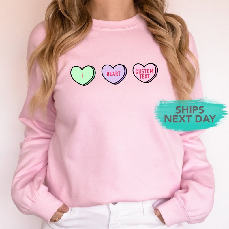 CUSTOM Candy Hearts Sweatshirt Personalized Conversation - Etsy