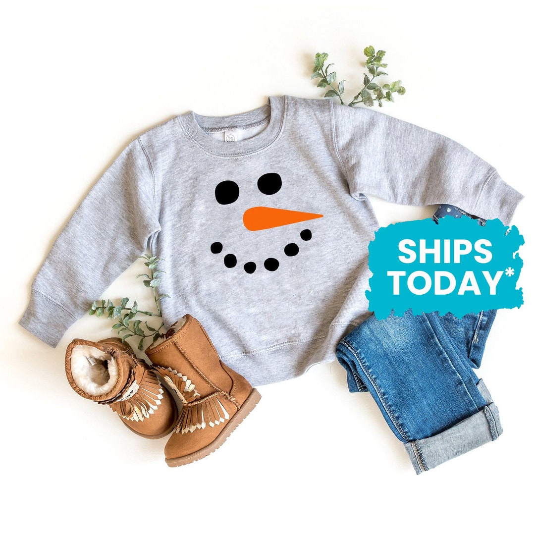 Kids Snowman Face Sweatshirt, Toddler and Youth Holiday Clothing ...