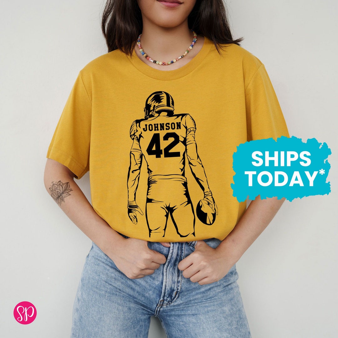 Football Player Silhouette T-shirt, Custom Name & Number, Personalized ...