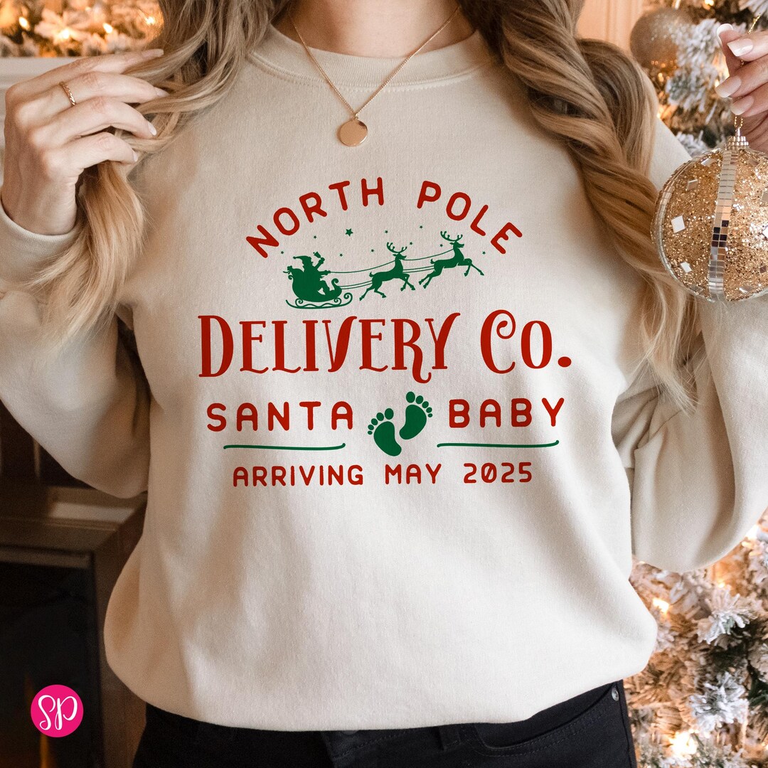 North Pole Delivery Pregnancy Reveal Sweatshirt: Christmas Baby ...
