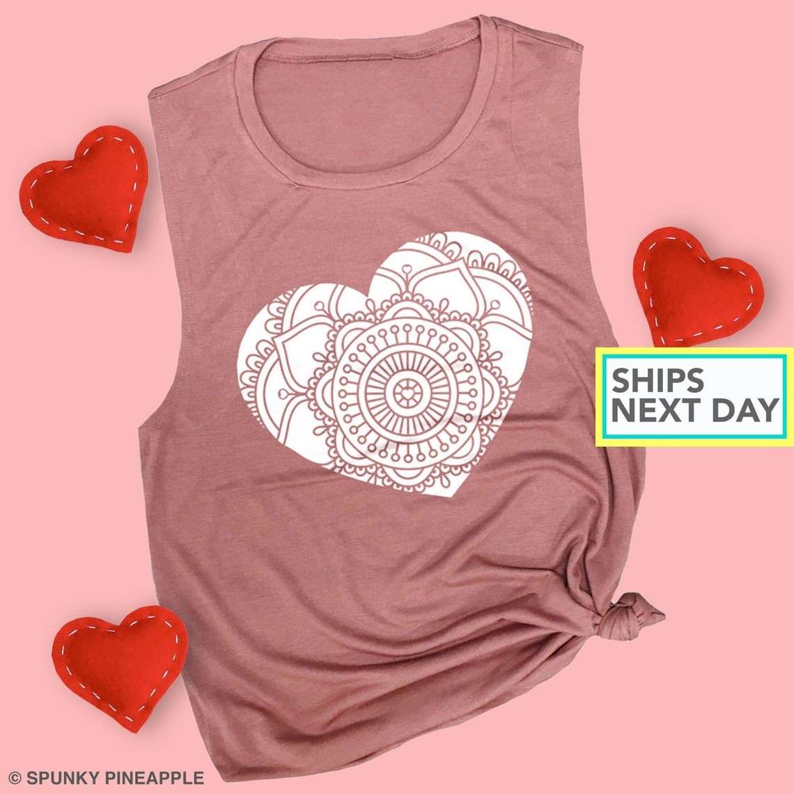 Heart Mandala Workout Muscle Tee Valentines Day Shirts for | Etsy