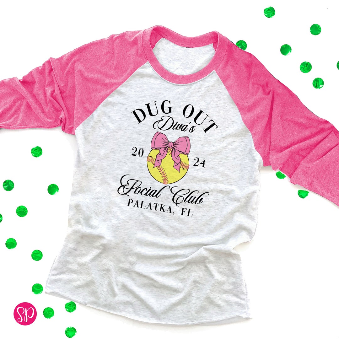 Funny Softball Ragna, Dug Out Divas Social Club Raglan, Personalized ...