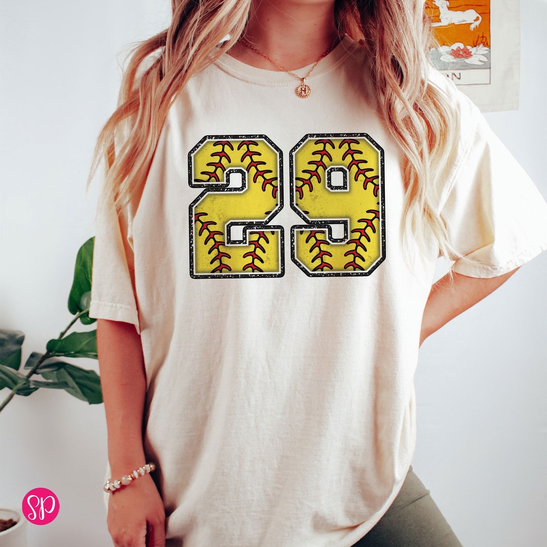 Custom Sports Player Number, Distressed Softball Numbers Comfort Colors ...