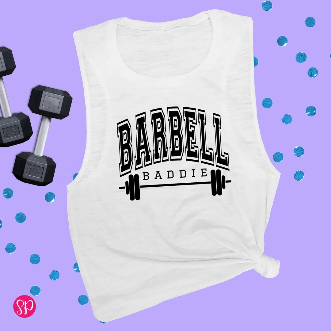 Womens Bodybuilding Muscle Tee Barbell Baddie Workout Tank - Etsy