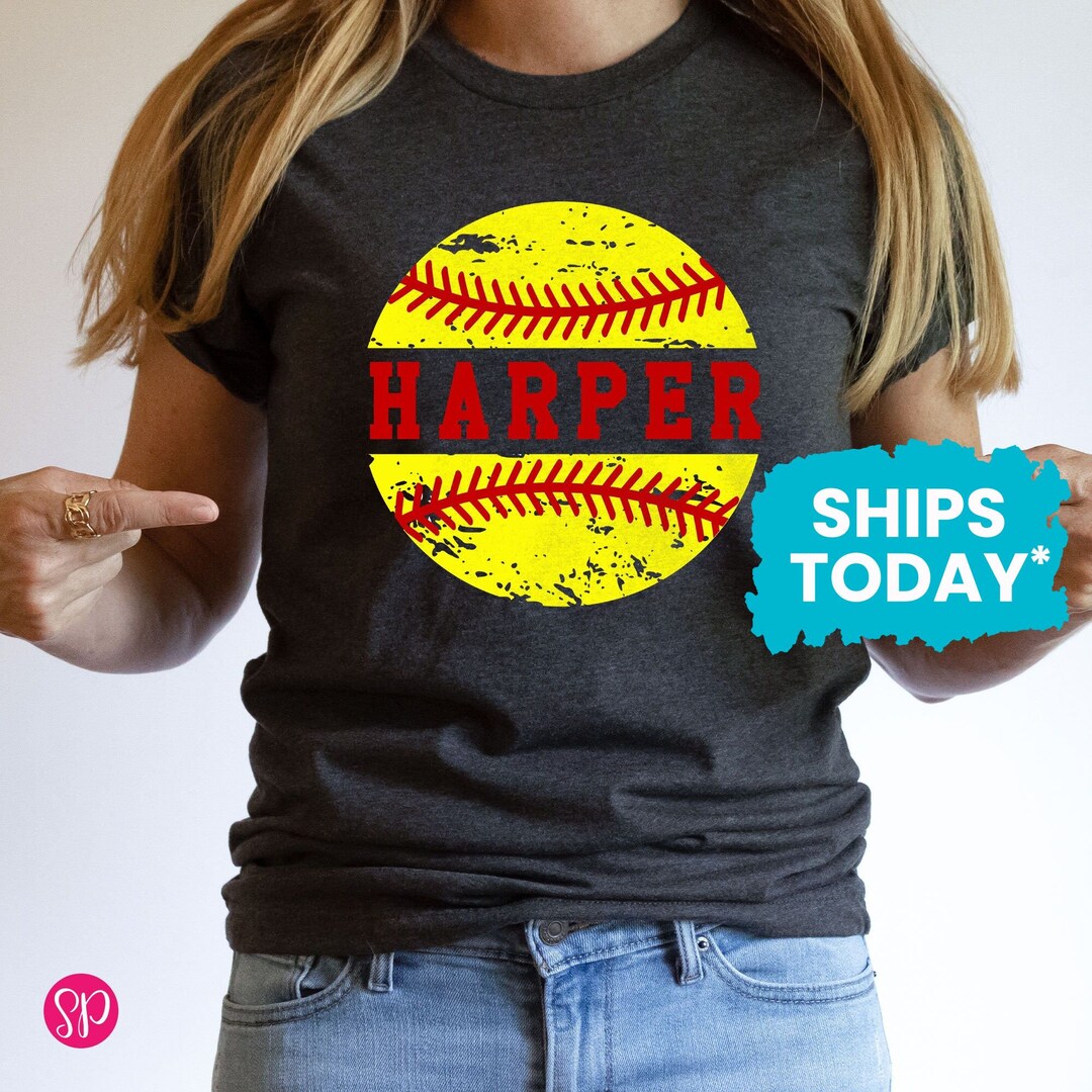 Distressed Softball With Custom Name, Softball Mom Shirt, Sport Lover ...