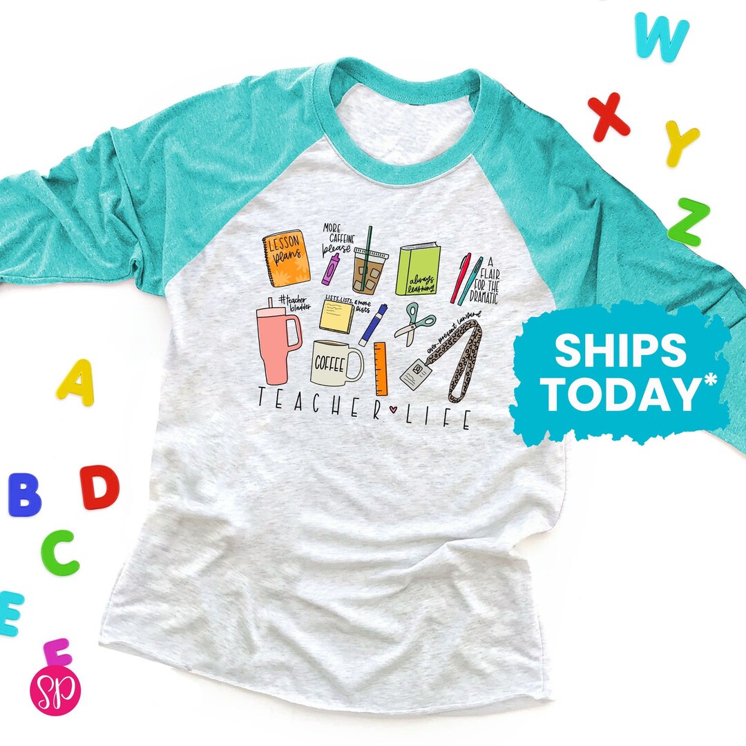 Teacher Outfits Teacher Life Doodles Raglan Tees for Women - Etsy
