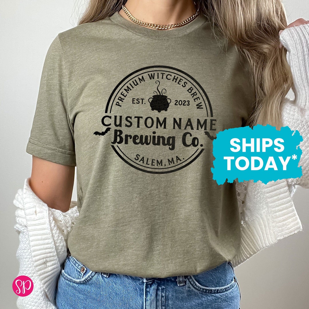 Personalized Brewing Co T-shirt for Fall, Custom Name Halloween Graphic ...