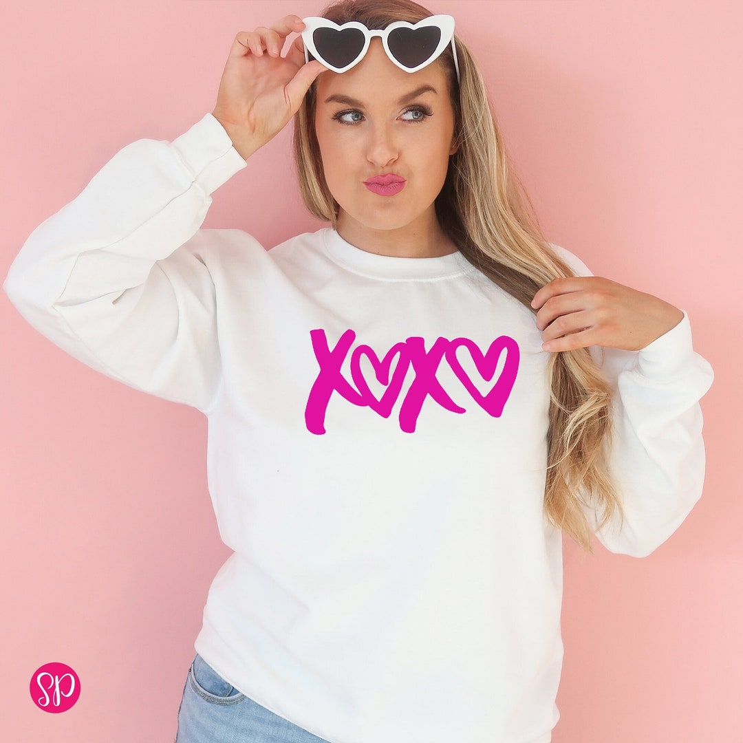XOXO Sweatshirt With Hearts, Cute Valentines Day Sweater, Hugs and ...