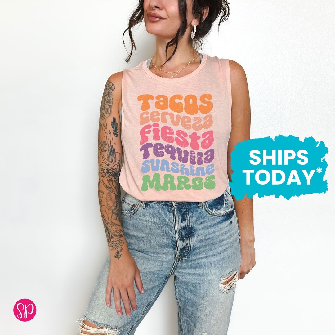 Fiesta Party Tanks, Tacos Cerveza Fiesta Tequila Sunshine Margs Muscle ...