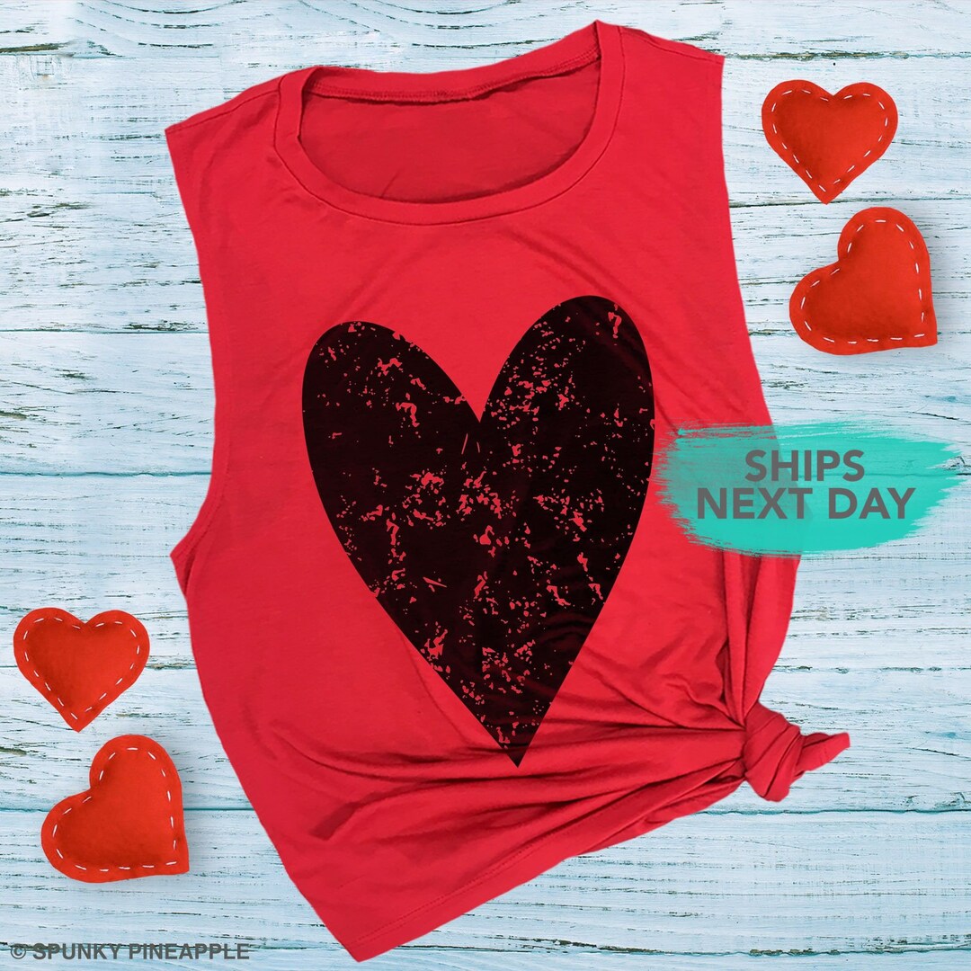 Distressed Heart Muscle Tee Heart Shirts for Women - Etsy
