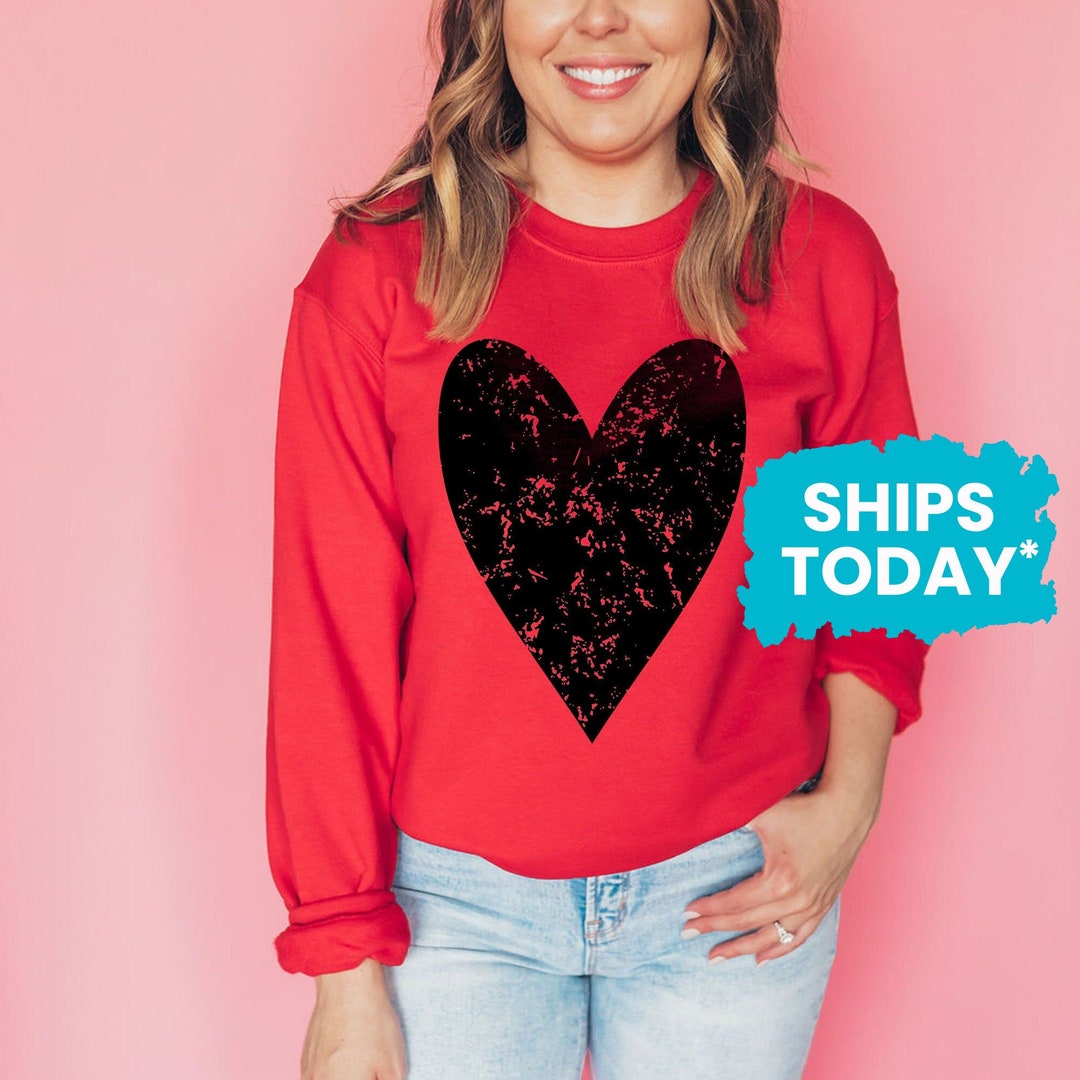 Distressed Heart Sweatshirt, Valentine's Day Sweater, Cute Valentine ...