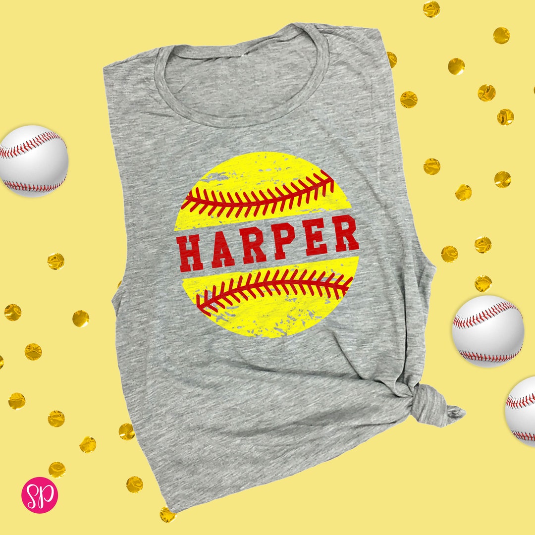 Distressed Softball With Custom Name Muscle Tee: Game Day Mom Tank - Etsy