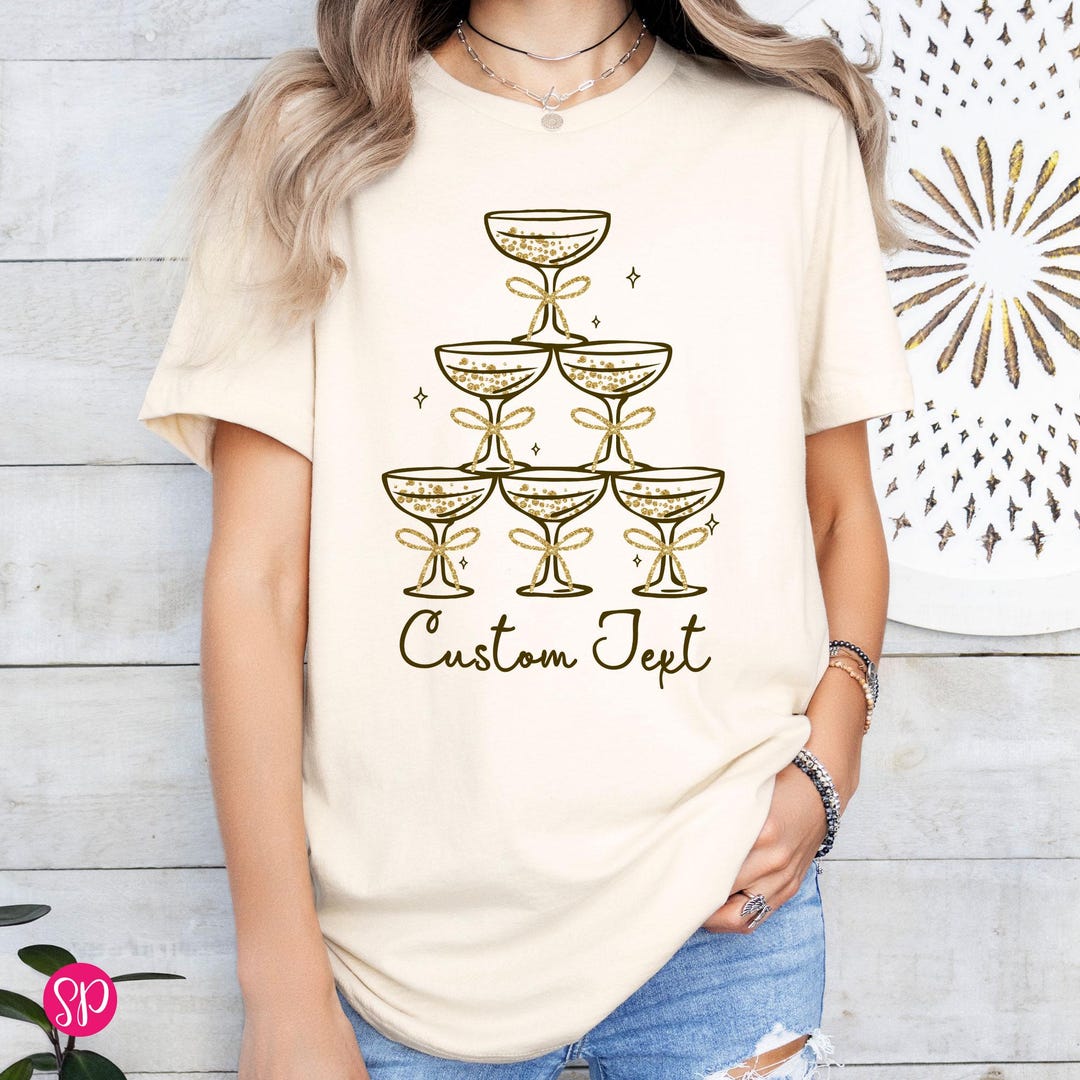 Champagne Tower With Custom Text Shirt: Family New Years Graphic Tee - Etsy