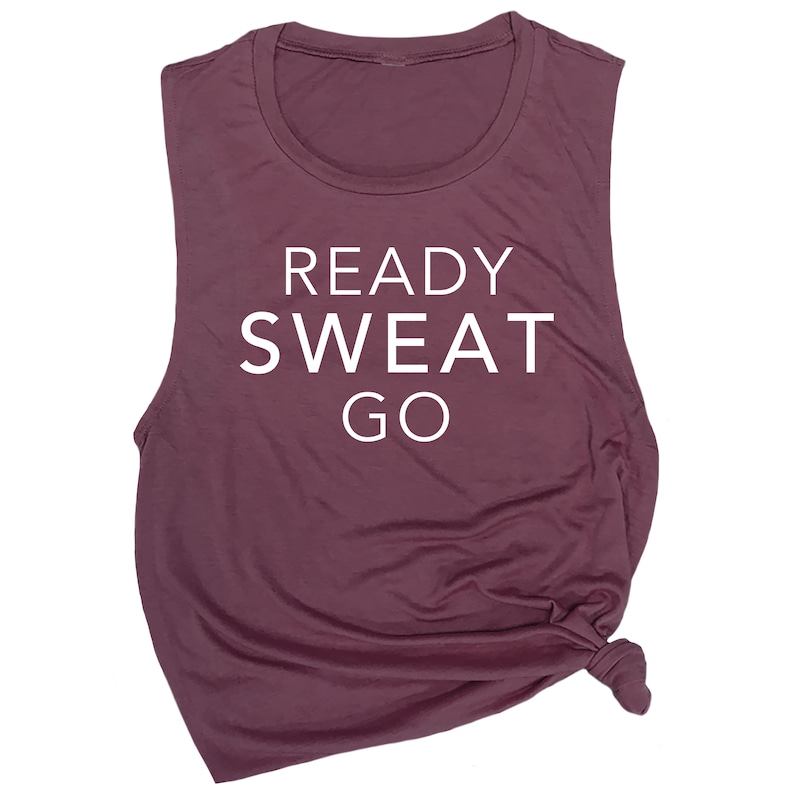 Ready Sweat Go Muscle Tank, Workout Shirts for Women, Funny Gym Tank - Etsy