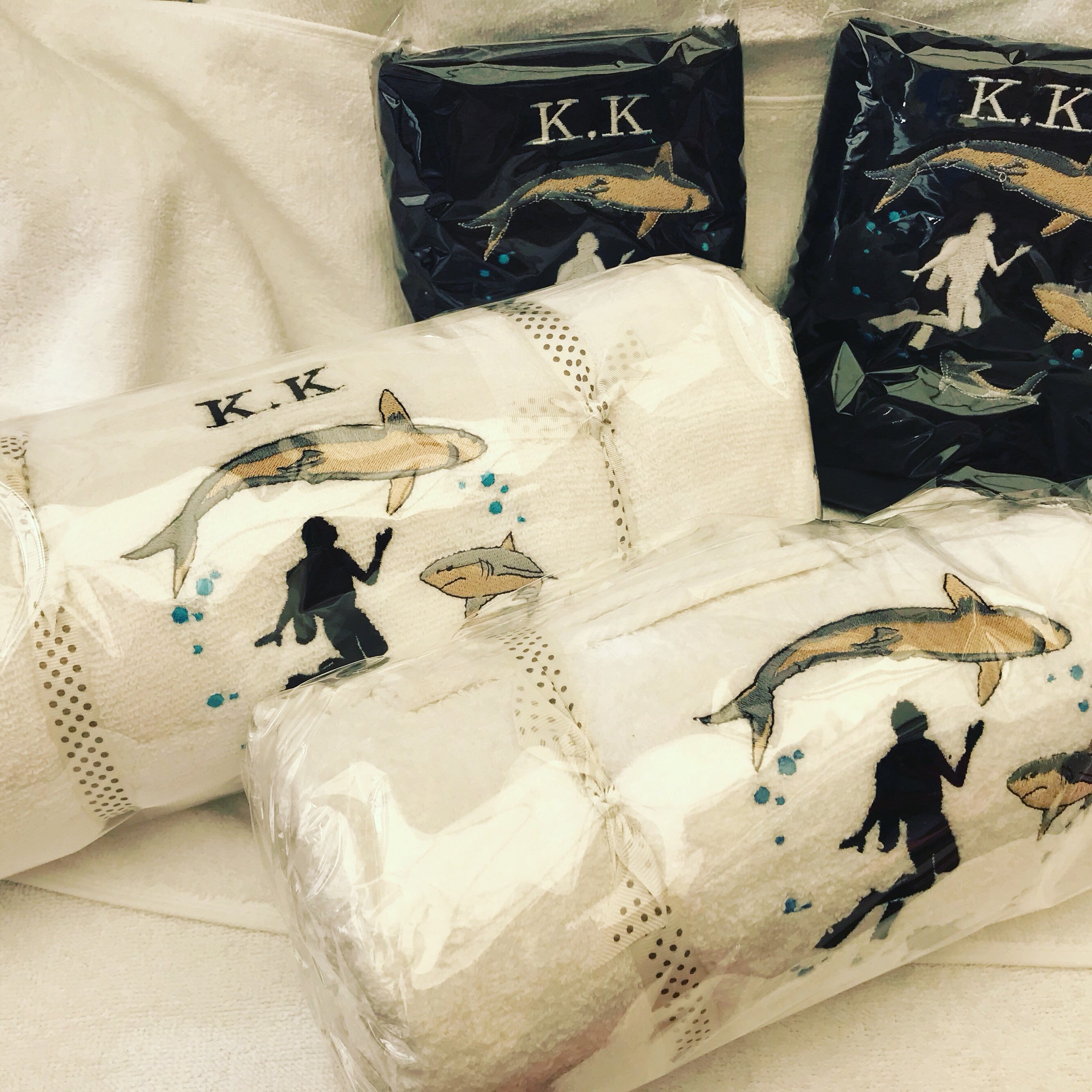 Scuba diving shark personalised towel | Etsy