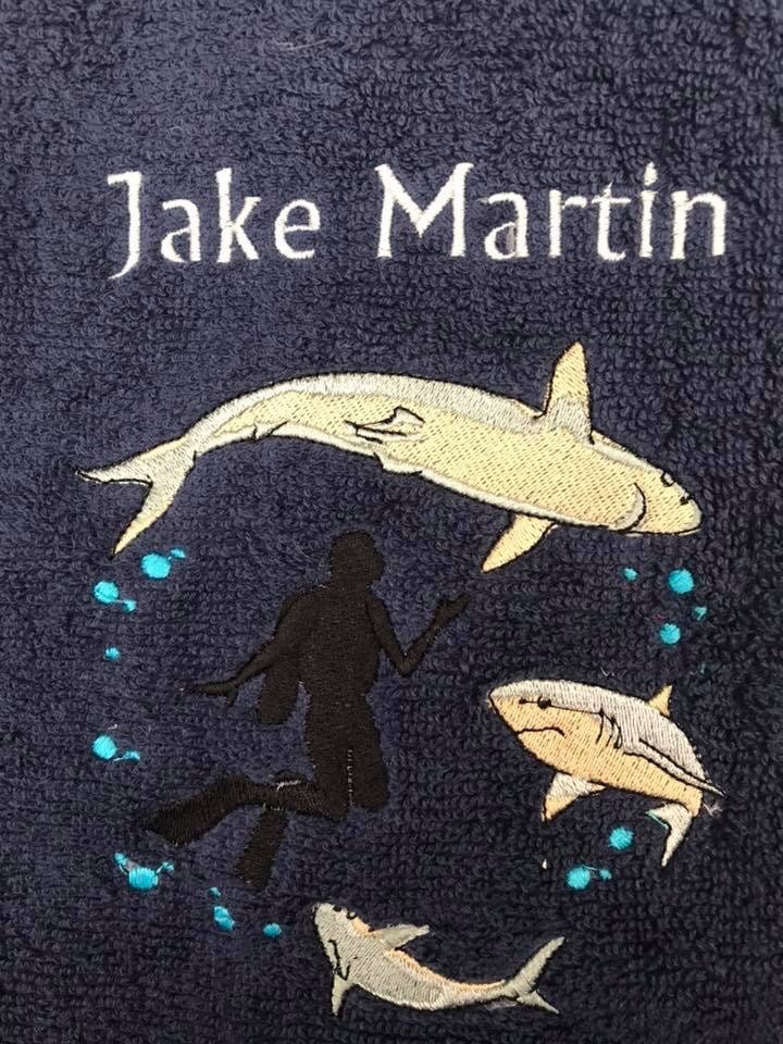 Scuba Diving Shark Personalised Towel - Etsy UK