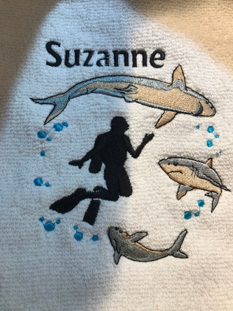 Scuba Diving Shark Personalised Towel - Etsy UK