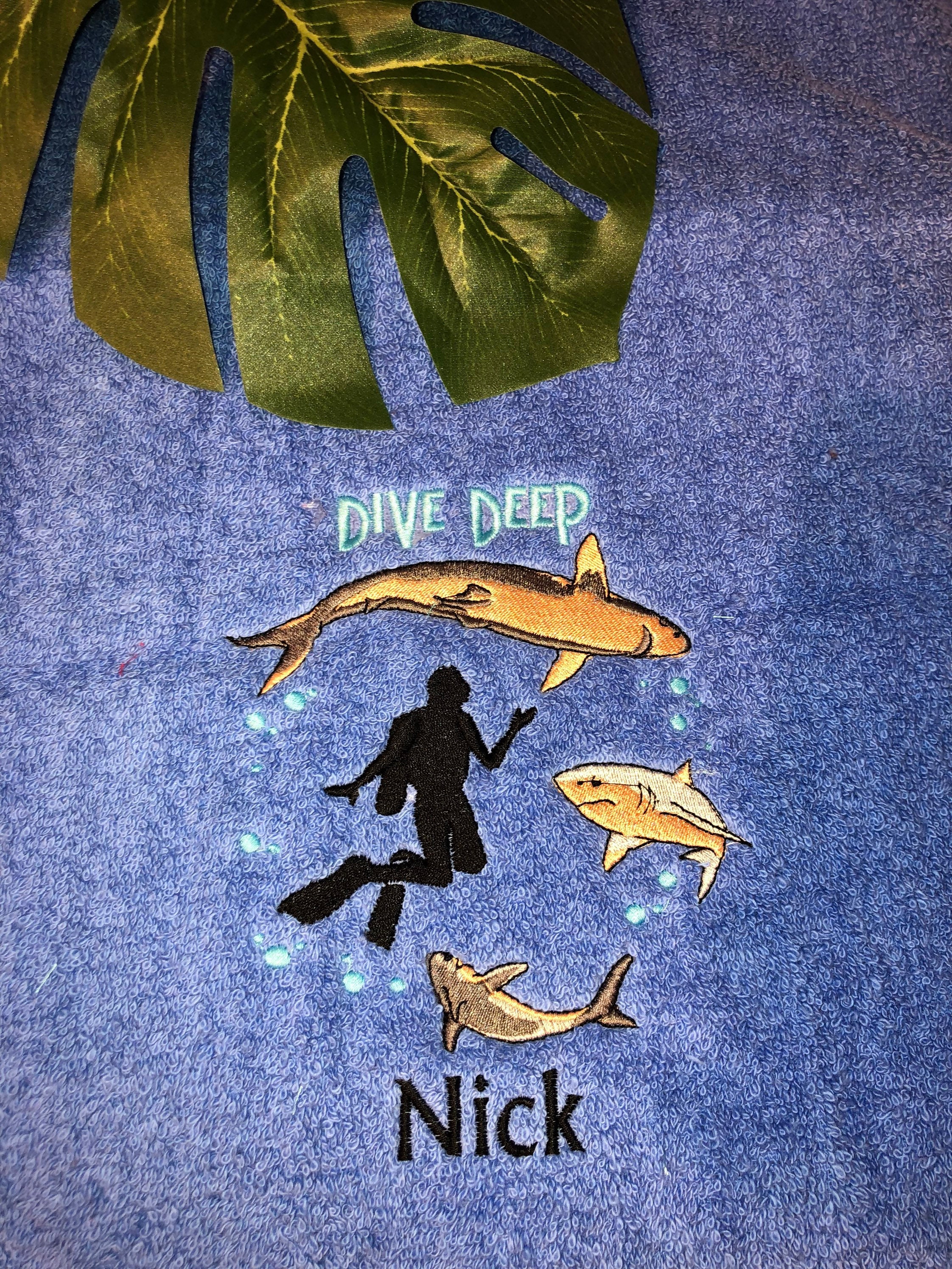 Scuba Diving Shark Personalised Towel - Etsy UK