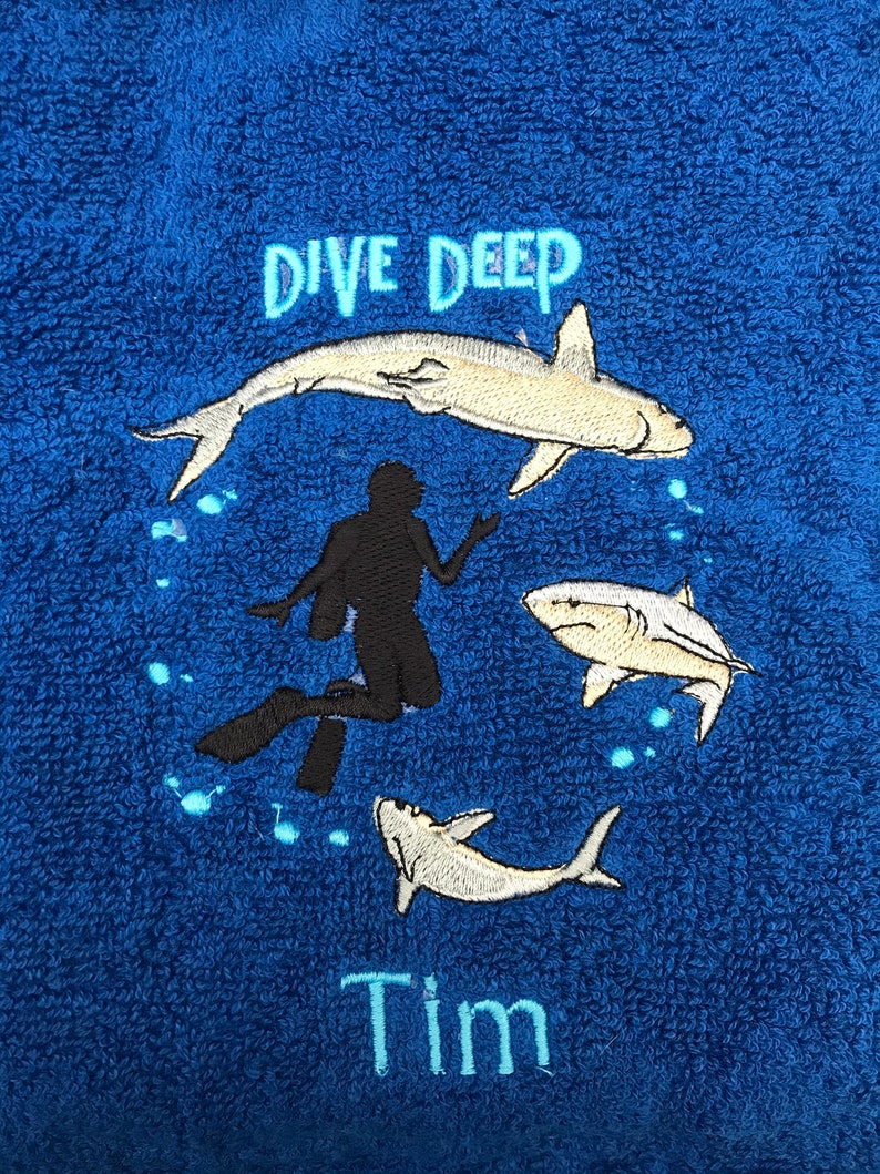 Scuba Diving Shark Personalised Towel - Etsy UK