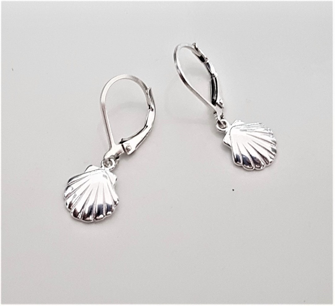 Sterling Silver Seashell Earrings, Seashell Sterling Silver Dangle ...