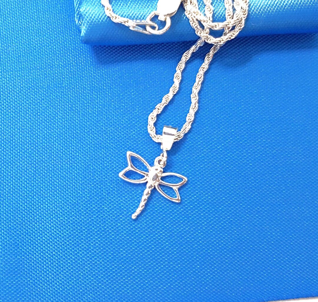 Sterling Silver Dragonfly Necklace, Dainty Necklace With Insect Charm ...