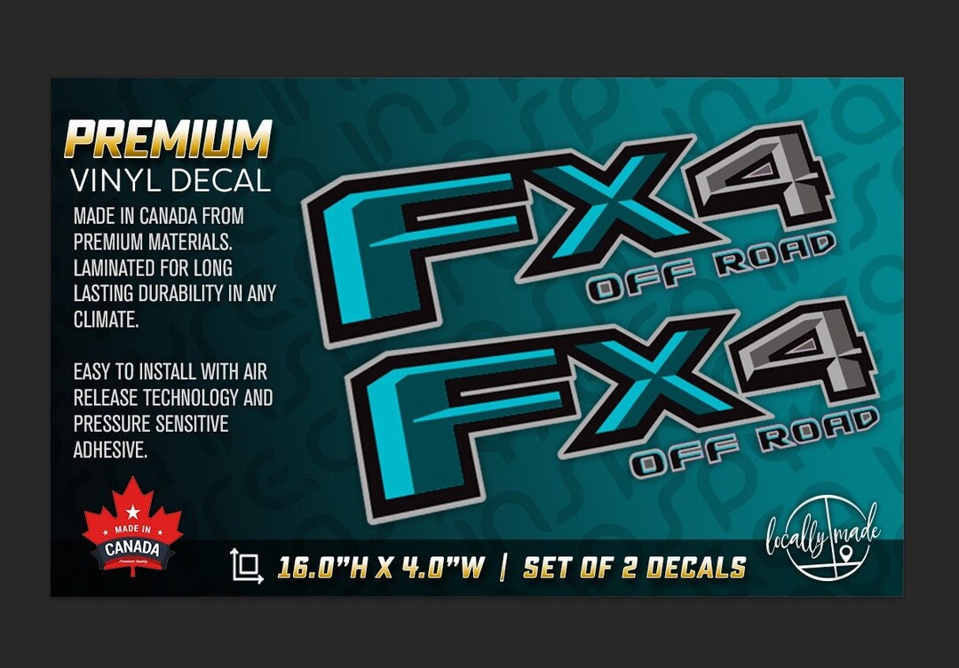 Ford F-150 Custom TEAL / GRAY FX-4 FX4 off Road Decals / Stickers Truck ...