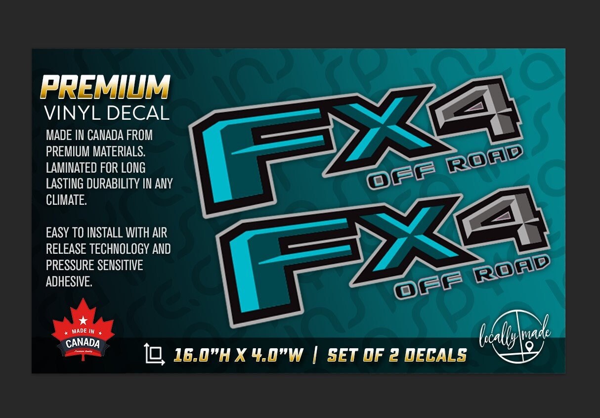 Ford F-150 Custom TEAL / GRAY FX-4 FX4 off Road Decals / Stickers Truck ...