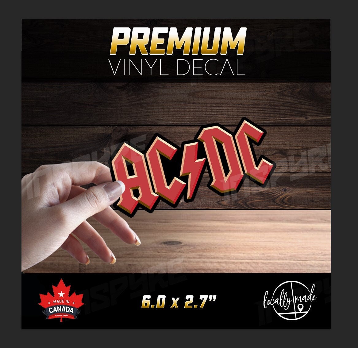 AC/DC Vinyl Decal / Sticker 6.0in Classic Logo Australian Classic Rock ...