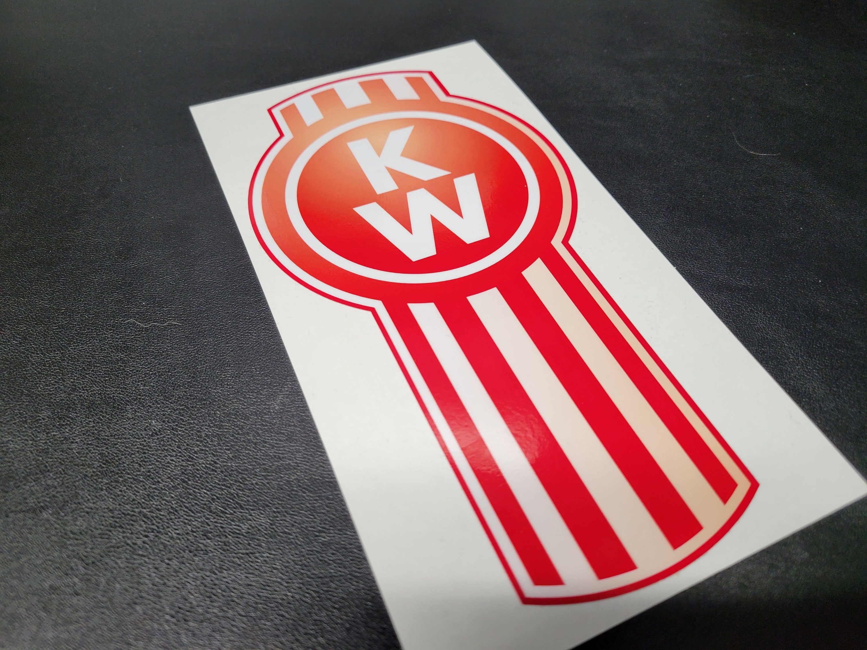 KENWORTH Truck Badge Glossy Vinyl Decal / Sticker 7.0 X 3.5in RED or ...