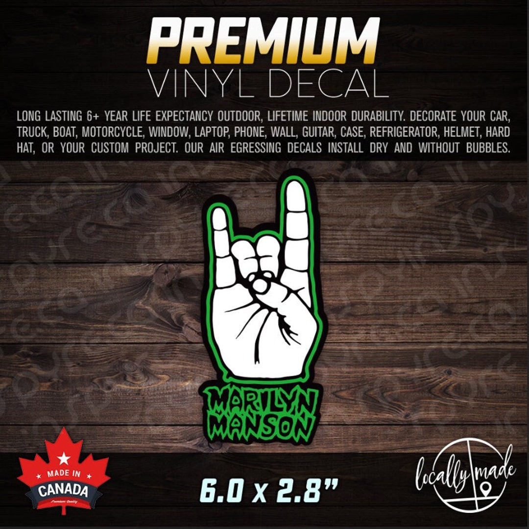 Marilyn Manson Devil Horns Rock Salute, Glossy Vinyl Decal / Sticker 6. ...