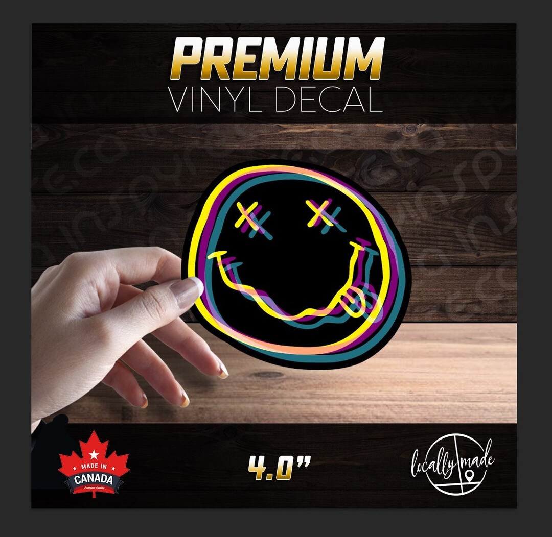 NIRVANA Custom Dead Smiley Glossy Vinyl Decal / Sticker 4in Alternative ...