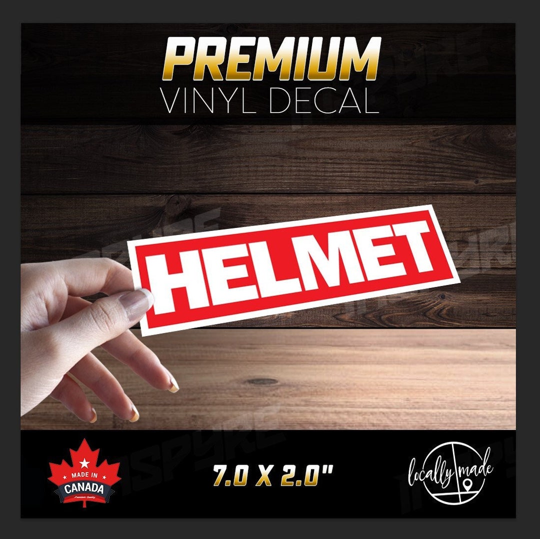 HELMET Red/white Outline Glossy Vinyl Decal / Sticker 7.0in Logo USA ...