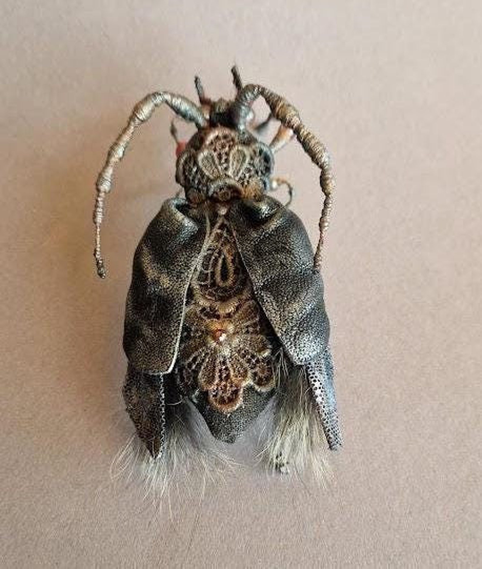 Beetle Brooch, Black-brown, Fiberart, Soft Sculpture, Textile Art ...
