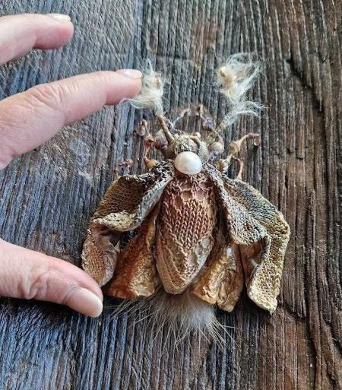 Beetle Brooch, Black-brown, Fiberart, Soft Sculpture, Textile Art ...