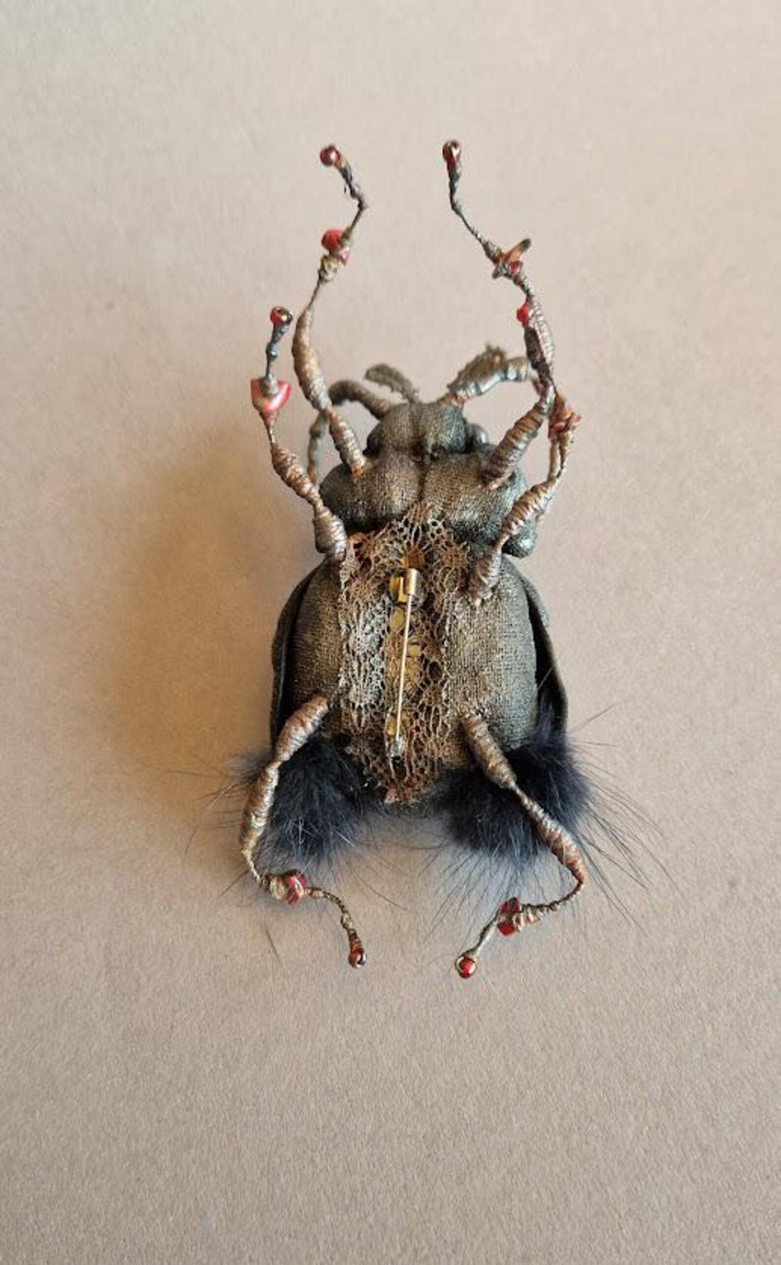 Beetle Brooch, Black-brown, Fiberart, Soft Sculpture, Textile Art ...