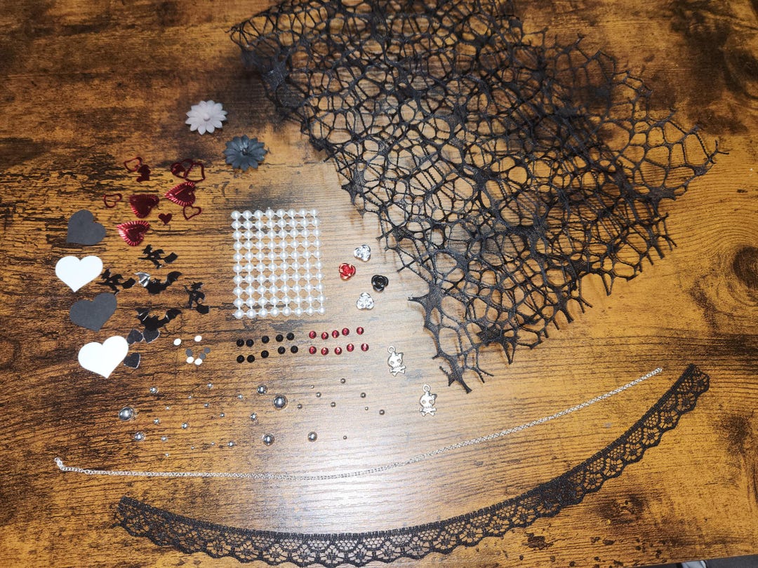 Gothic Journaling 3D Add-on Embellishment Kit | Black, Red, White ...