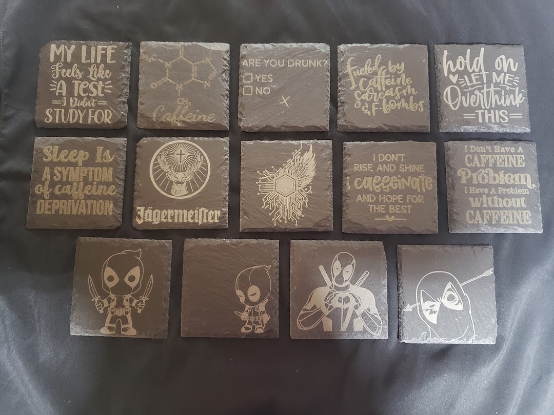 Custom Laser Engraved Slate Coasters - Etsy