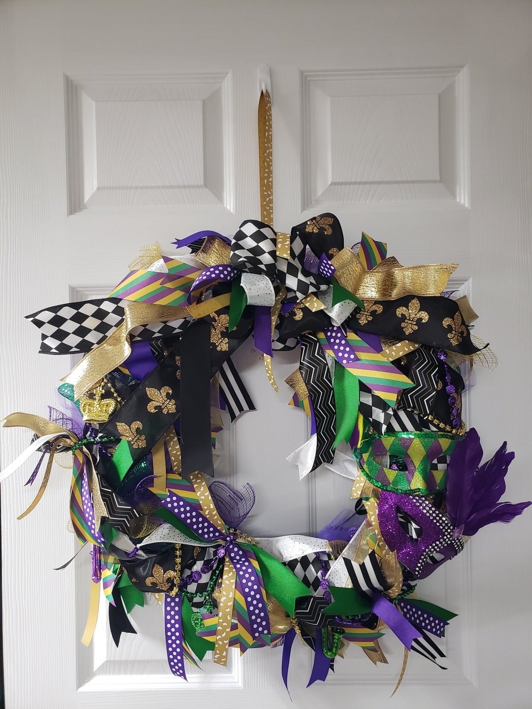 Mardi Gras Ribbon and Tulle Mesh Wreath - Etsy