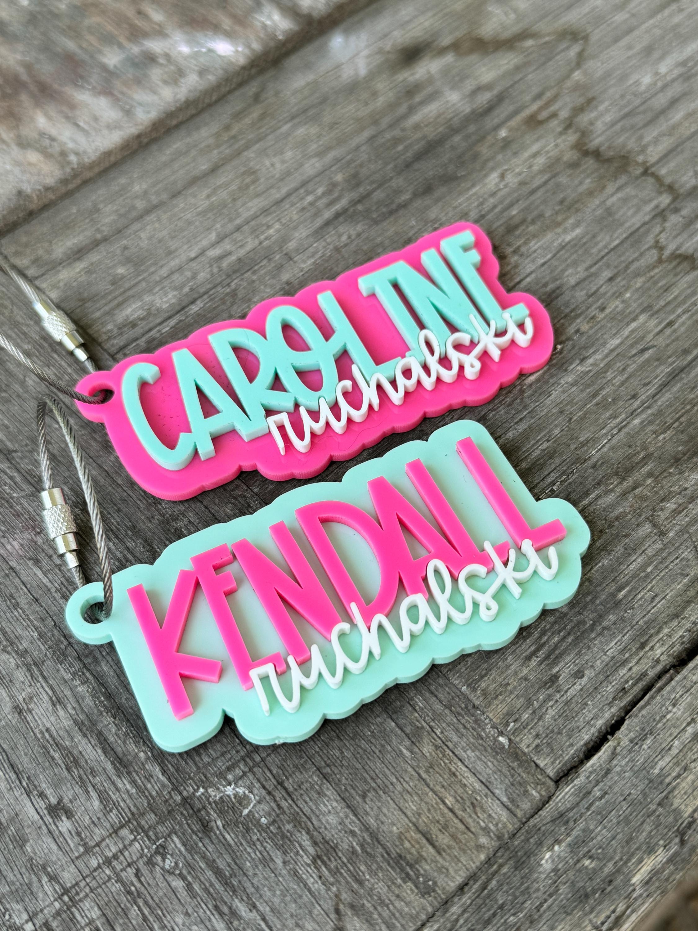 Name Tag School Team Colors Custom Keychain Backpack Tag Sports Gift ...