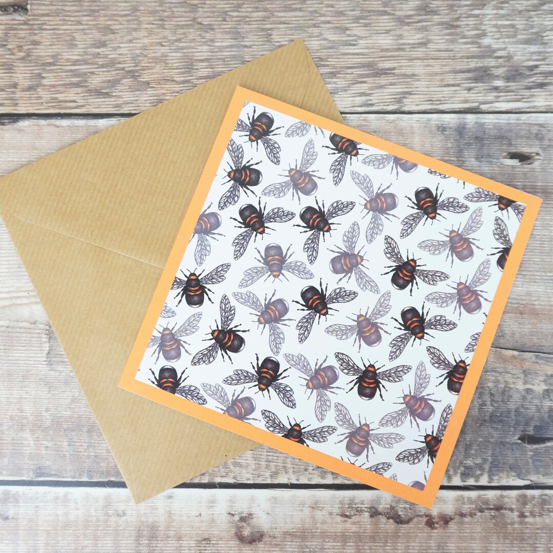 Bumblebee Bee Illustrated Blank Greetings Card by Jessica - Etsy