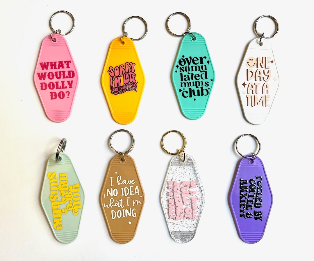 Vintage Style Motel Keychain Custom Boho Colors - Etsy