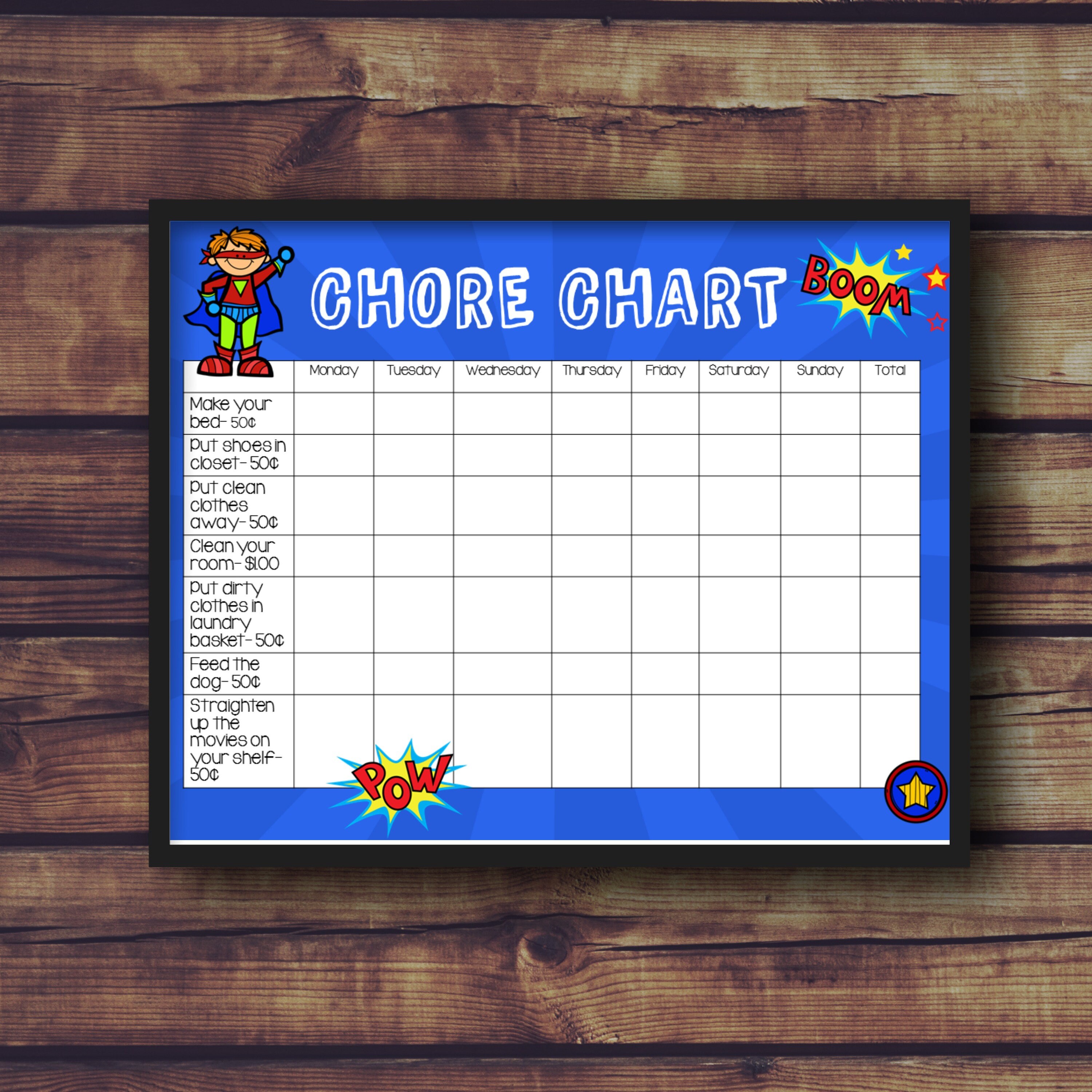 Editable Chore Chart Digital Kids - Etsy