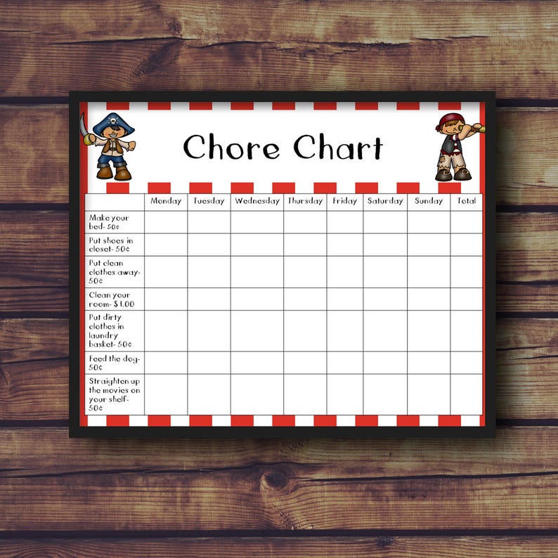 Editable Chore Chart Digital Kids - Etsy